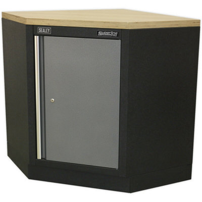 865mm Modular Corner Floor Cabinet with Adjustable Shelf and Lockable Door