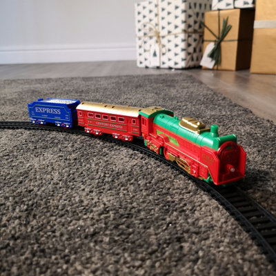 86cm Battery Operated Toy Train Track Set with Light Christmas Toy ...