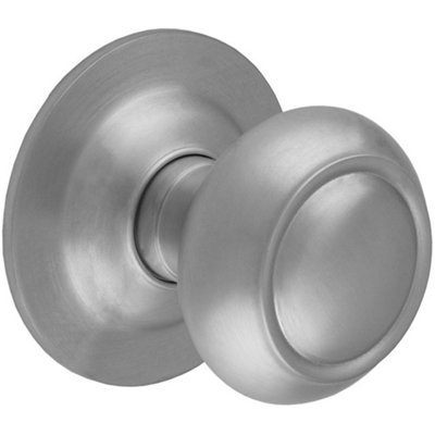 86mm Traditional Centre Front Door Mushroom Knob - Satin Chrome Outdoor ...