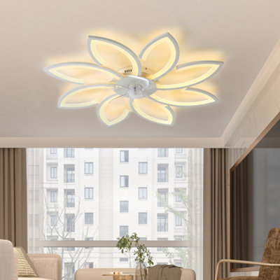87cm Dia Modern Flower Shape Ceiling Fan with LED Light and Remote ...