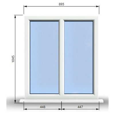895mm (W) x 1045mm (H) PVCu StormProof Casement Window - 2 Vertical ...