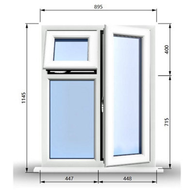 895mm (W) x 1145mm (H) PVCu StormProof - 1 Opening Window (RIGHT) - Top ...
