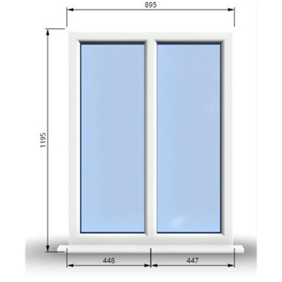 895mm (W) x 1195mm (H) PVCu StormProof Casement Window - 2 Vertical ...