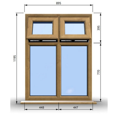 895mm (W) x 1195mm (H) Wooden Stormproof Window - 2 Top Opening Windows ...