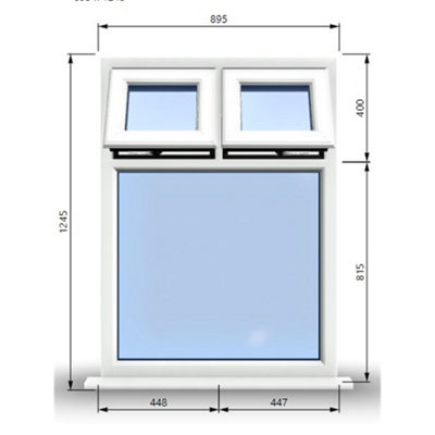 895mm (W) x 1245mm (H) PVCu StormProof Casement Window - 2 Top Opening ...