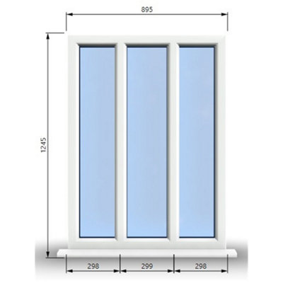 895mm (W) x 1245mm (H) PVCu StormProof Casement Window - 3 Panes Non ...