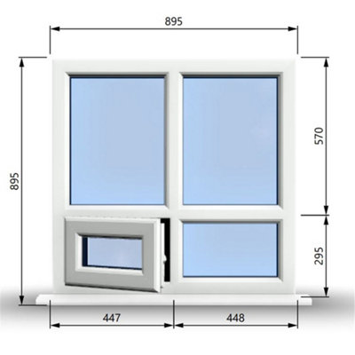 895mm (W) x 895mm (H) PVCu StormProof Casement Window - 1 Bottom ...