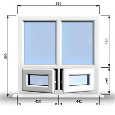 895mm (W) x 895mm (H) PVCu StormProof Casement Window - 2 Bottom ...