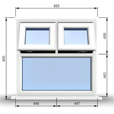 895mm (W) x 895mm (H) PVCu StormProof Casement Window - 2 Top Opening ...