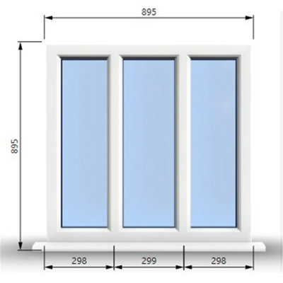 895mm (W) x 895mm (H) PVCu StormProof Casement Window - 3 Panes Non ...