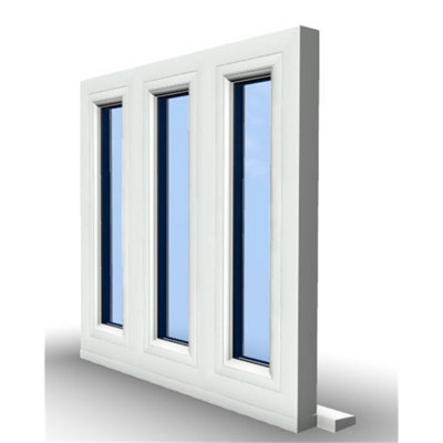 895mm (W) x 945mm (H) PVCu Flush Casement Window - 3 Panes Non Opening ...