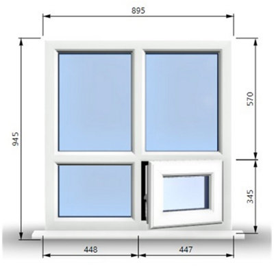 895mm (W) x 945mm (H) PVCu StormProof Casement Window - 1 Bottom ...