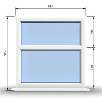 895mm (W) x 945mm (H) PVCu StormProof Casement Window - 2 Horizontal ...