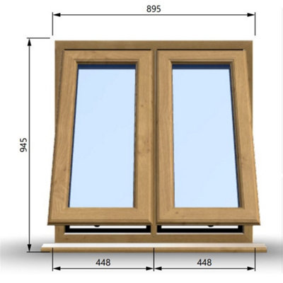 895mm (W) x 945mm (H) Wooden Stormproof Window - 2 Opening Windows ...