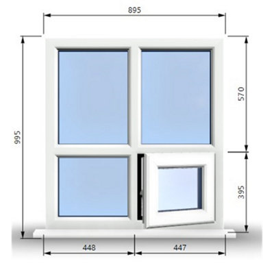 895mm (W) x 995mm (H) PVCu StormProof Casement Window - 1 Bottom ...