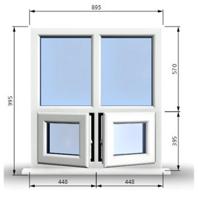 895mm (W) x 995mm (H) PVCu StormProof Casement Window - 2 Bottom ...