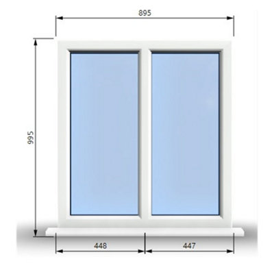 895mm (W) x 995mm (H) PVCu StormProof Casement Window - 2 Vertical ...
