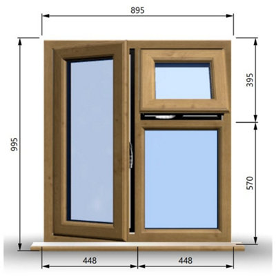 895mm (W) x 995mm (H) Wooden Stormproof Window - 1 Opening Window (LEFT ...
