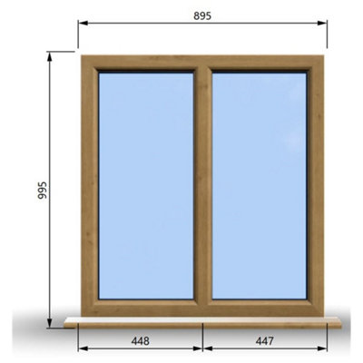 895mm (W) x 995mm (H) Wooden Stormproof Window - 2 Non-Opening Windows ...