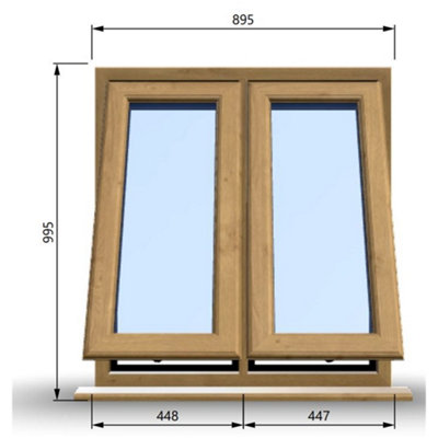 895mm (W) x 995mm (H) Wooden Stormproof Window - 2 Opening Windows ...