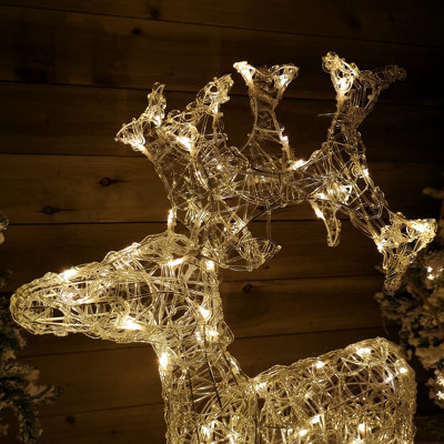 89cm Light up Soft Acrylic Christmas Standing Reindeer with Warm White LEDs