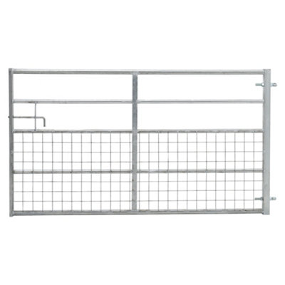 8ft Field Farm Half Mesh Galvanized Metal Gate | DIY at B&Q