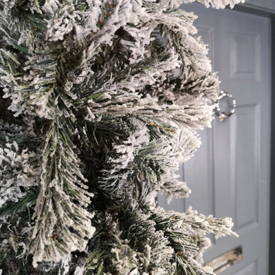 8ft Indoor Flocked PVC Christmas Tree Arch with Snow Tips and Flat Top