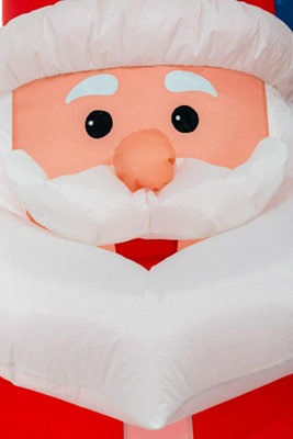 8ft Inflatable Hand Waving Santa Clause with North Pole Sign Board Pre ...