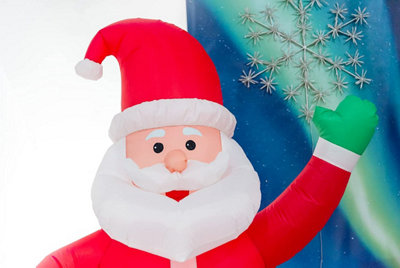 8ft Inflatable Hand Waving Santa Clause with North Pole Sign Board Pre ...