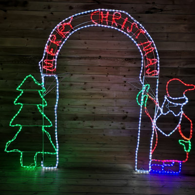 8ft Santa With Tree LED Christmas Archway Rope Light Outdoor Light Up ...