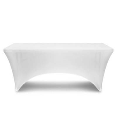 8ft Tight Fitted Tablecloth, Rectangle Spandex Patio Table Cover, White ...