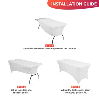 8ft Tight Fitted Tablecloth, Rectangle Spandex Patio Table Cover, White ...