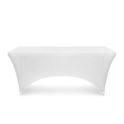 8ft Tight Fitted Tablecloth, Rectangle Spandex Patio Table Cover, White