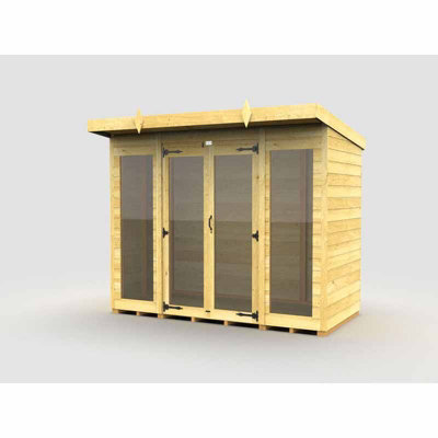 8ft x 4ft Pent Summer House (Full Height Window) - Wood - L118 x W243 x ...