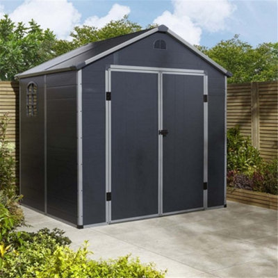 8ft x 6ft Deluxe Stratton Plastic Shed Double Door Apex Shed With ...