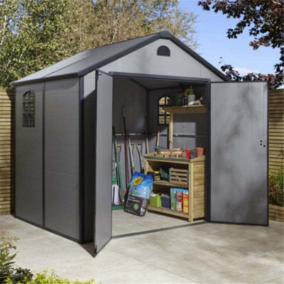 8ft x 6ft Deluxe Stratton Plastic Shed Double Door Apex Shed With ...