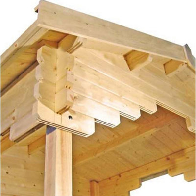 8ft x 8ft (2.35m x 2.35m) Wooden Outdoor Shelter (44mm Log Thickness ...