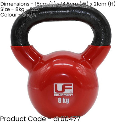 8KG Cast Iron Kettlebell - Podwer Coated & Dipped - Kettle Bell Metal Swing