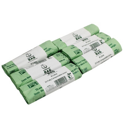 8L Compost Bag Compostable Kitchen Caddy Liners (Medium) - 6 Rolls
