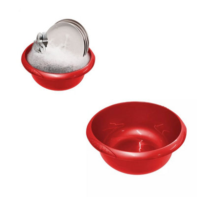 8L Red Plastic Round Washing Up Bowl Large Sink Basin for Dishes ...