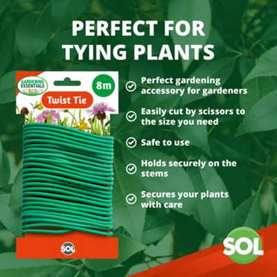 8m Soft Twist Garden Ties for Plants - 3.5mm - Reusable Plant Ties for ...