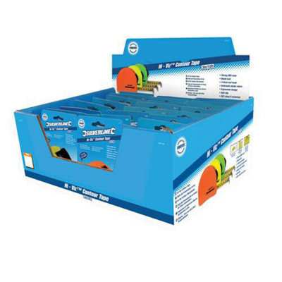 8m x 25mm Hi Vis Contour Tape Measure 18 Piece Display Box Metric ...