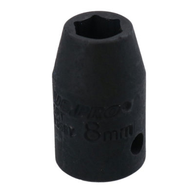 8mm 3/8in Drive Shallow Stubby Metric Impacted Socket 6 Sided Single ...