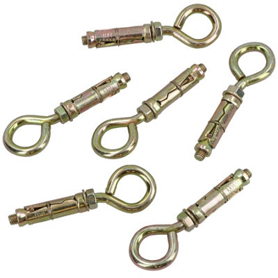 8mm Close Hook Anchor Eye Bolt Rawl Expansion Bolts Shield Wall 36 Pack