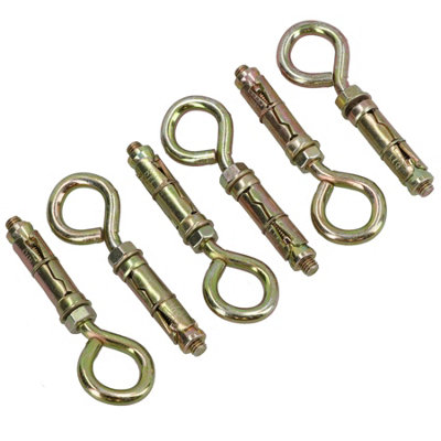 8mm Close Hook Anchor Eye Bolt Rawl Expansion Bolts Shield Wall 6 Pack