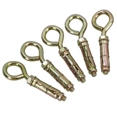 8mm Close Hook Anchor Eye Bolt Rawl Expansion Bolts Shield Wall 6 Pack