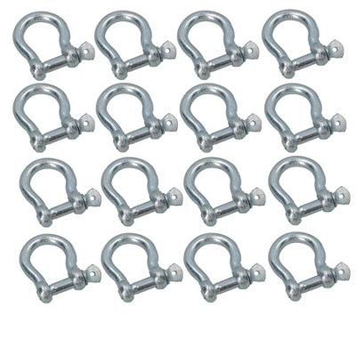 8mm Galvanised Bow Shackle 16 Pack Link Chandlery Boat Yacht