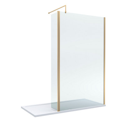 8mm Glass Walk In Wetroom Screen and Hinged Return Screen with Brushed ...