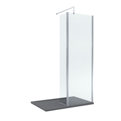 8mm Glass Walk In Wetroom Screen and Hinged Return Screen with Chrome ...