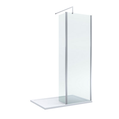8mm Glass Walk In Wetroom Screen and Hinged Return Screen with Chrome ...